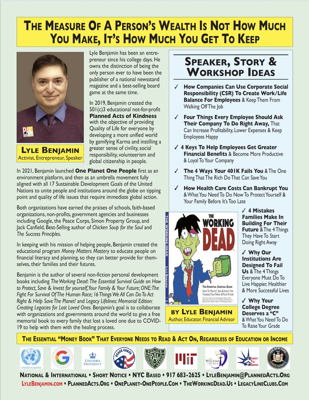 One Sheets – Lyle Benjamin – Author, Entrepreneur, Speaker, Educator